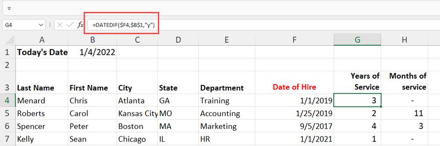 Excel DATEDIF Function Excel One Minute Quick Reference Chris Menard 