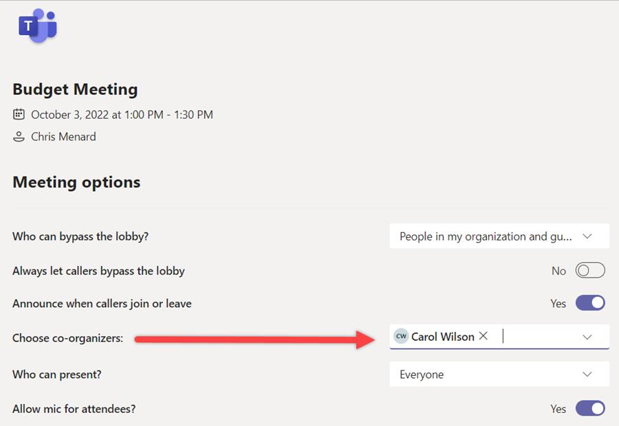 Using Meeting CO ORGANIZERS In Microsoft Teams Meetings Chris Menard