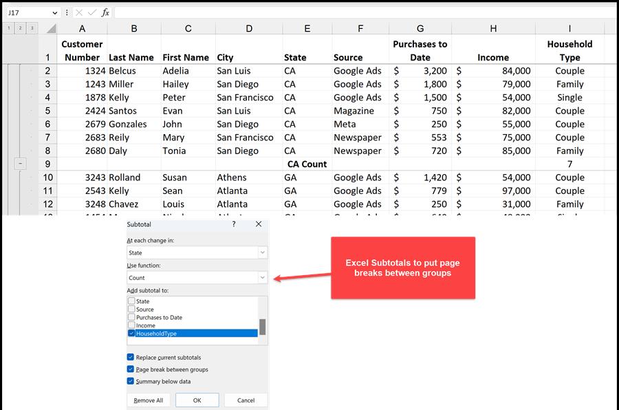 Excel Easily Break Up Data Using Subtotals And Conditional Formatting