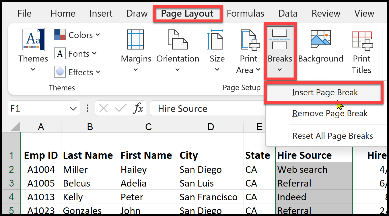 Excel Page Break Preview and Inserting Page Breaks - Excel Essentials ...