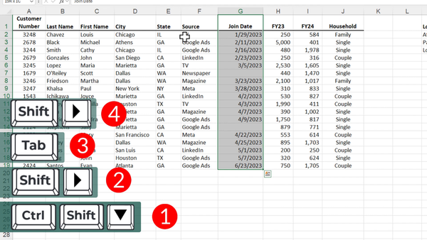 Essential Excel Keyboard Shortcuts for Selecting Data: Chris Menard Training