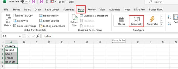 Excel Chart Maps used with the Geography Data Type: Chris Menard Training