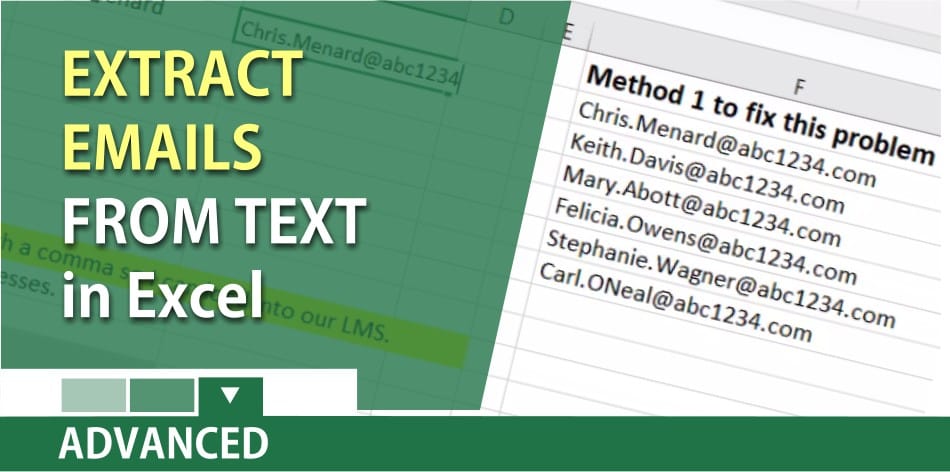 Extract email addresses from a text string in Excel: Chris Menard Training